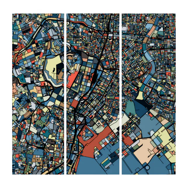 Colorful Tokyo Map Triptych | Zazzle