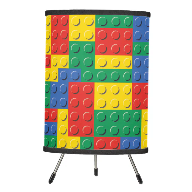 Colorful Toy Building Blocks Background Pattern Tripod Lamp | Zazzle