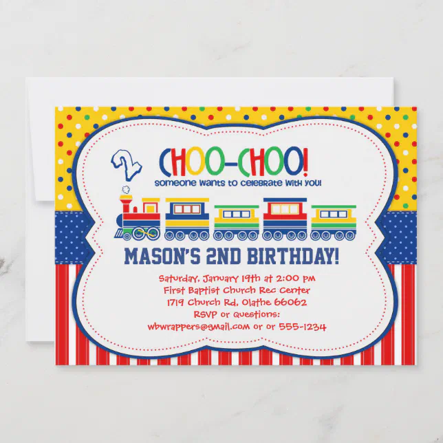 Colorful TRAIN - Birthday Party Invitations | Zazzle