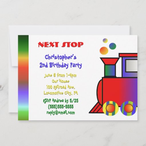 Colorful Train Personalized Birthday Party Invitation | Zazzle