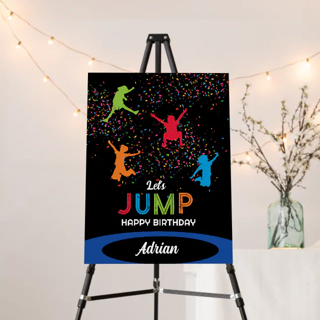 Colorful Trampoline Park Jump Kids Birthday Party Foam Board | Zazzle