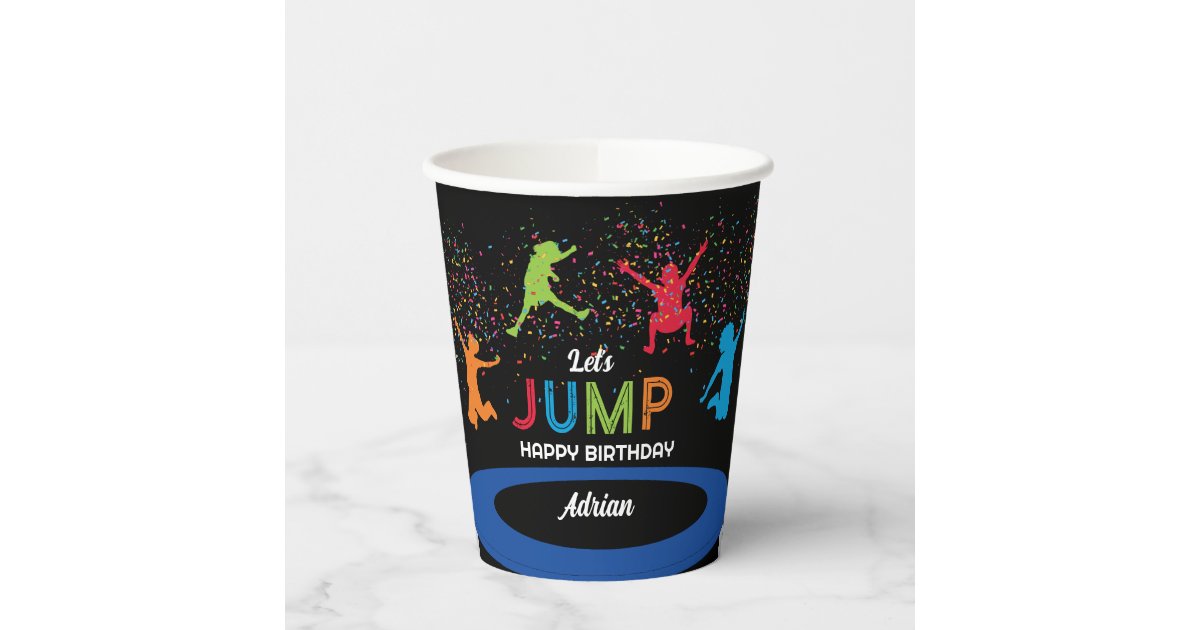 Colorful Trampoline Park Jump Kids Birthday Party Paper Cups | Zazzle