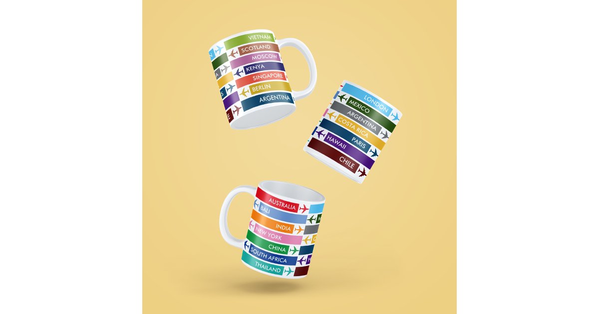 Colorful Travel Bucket List Coffee Mug | Zazzle