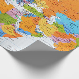 Colorful Travel Map Wrapping Paper | Zazzle