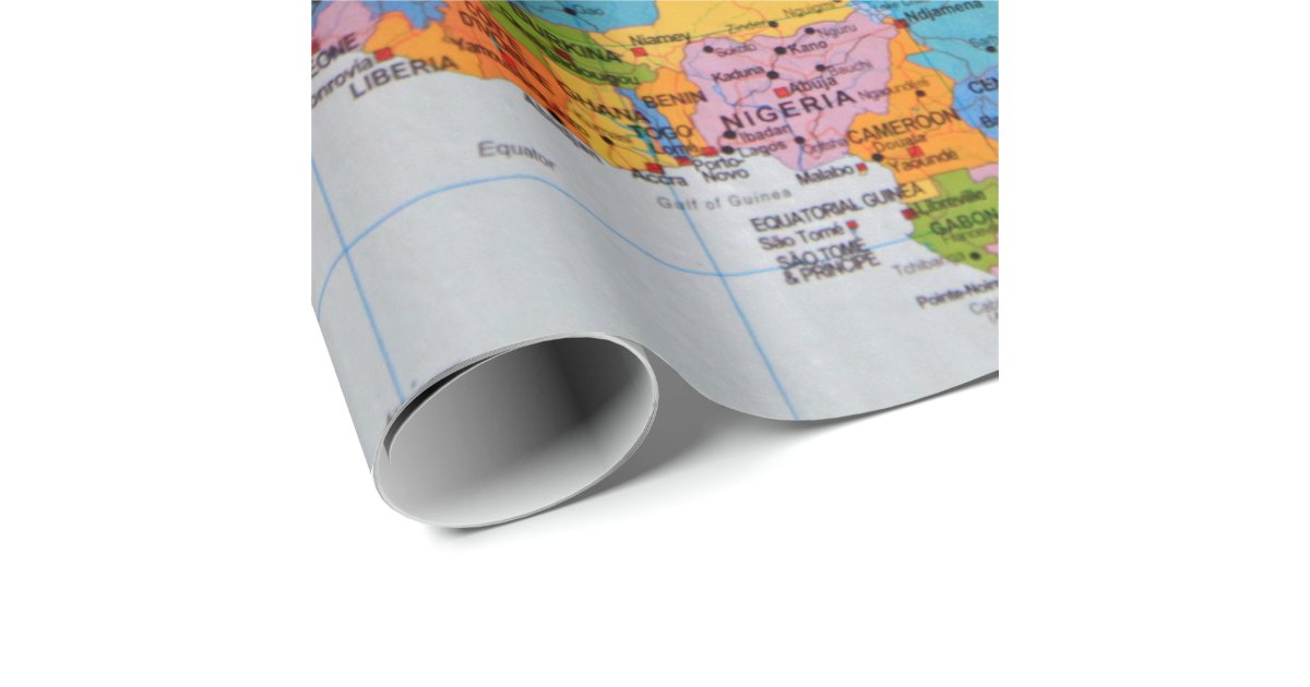 Colorful Travel Map Wrapping Paper | Zazzle