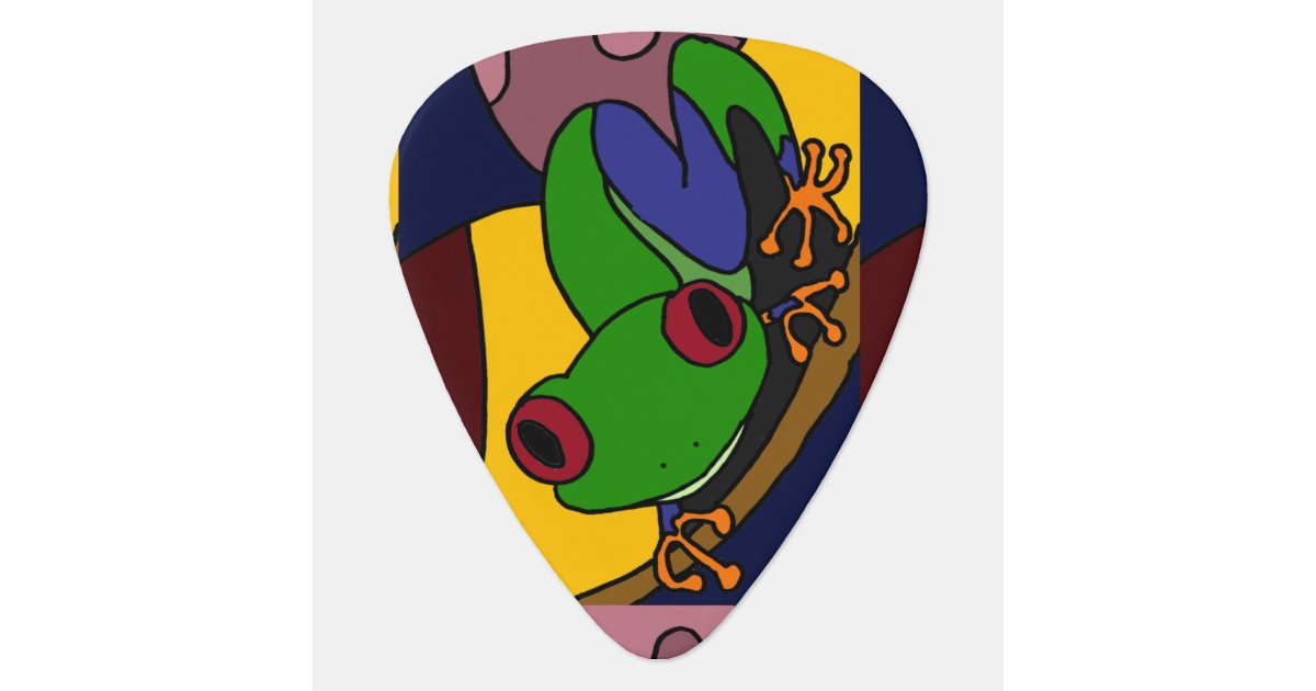 Colorful Tree Frog Art Abstract Guitar Pick | Zazzle