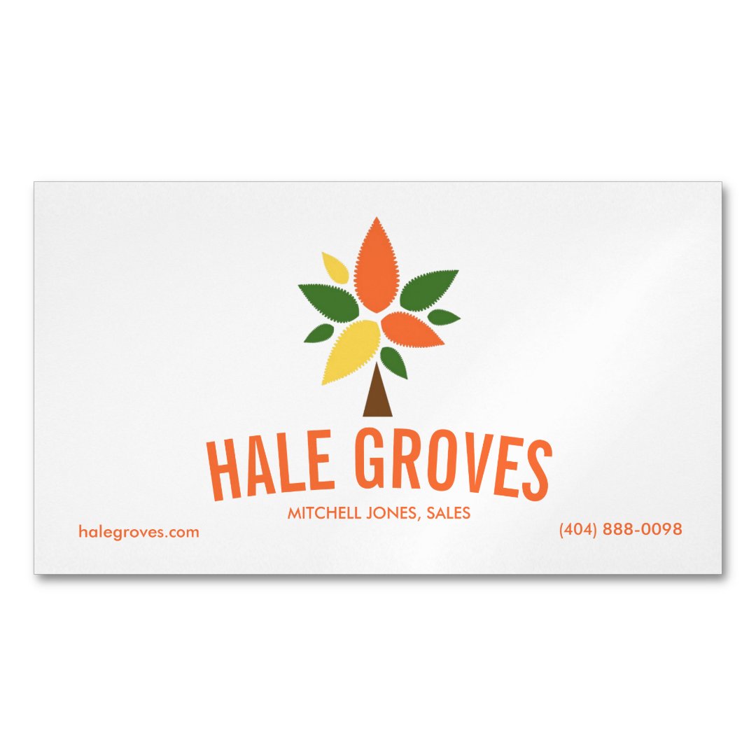 Colorful Tree Logo Magnetic Business Card | Zazzle