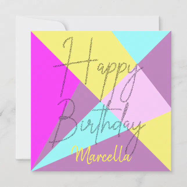 Colorful Trendy Stylish Chic Happy Birthday Script Card | Zazzle
