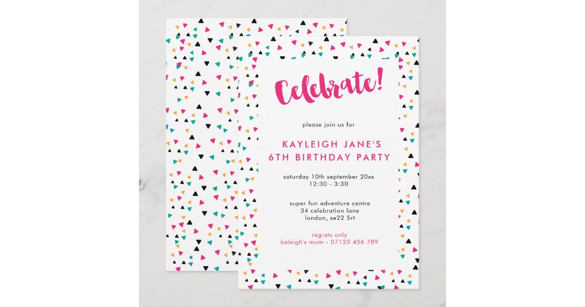 Colorful Triangle Confetti Party Invitation | Zazzle