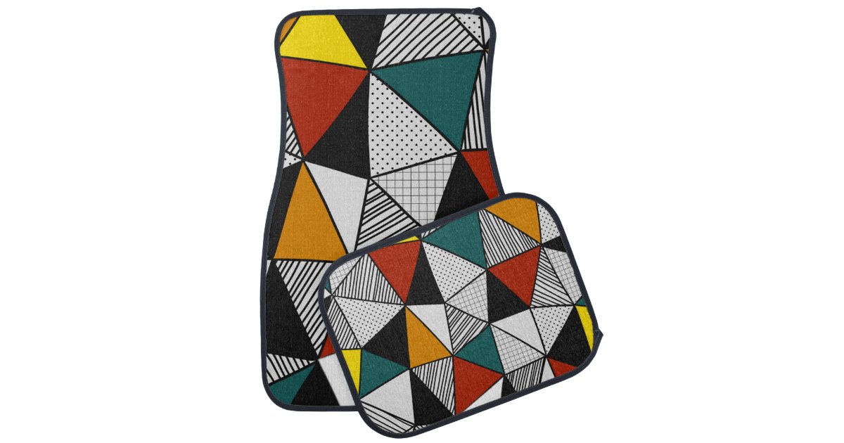 colorful triangles geometric pattern car floor mat | Zazzle