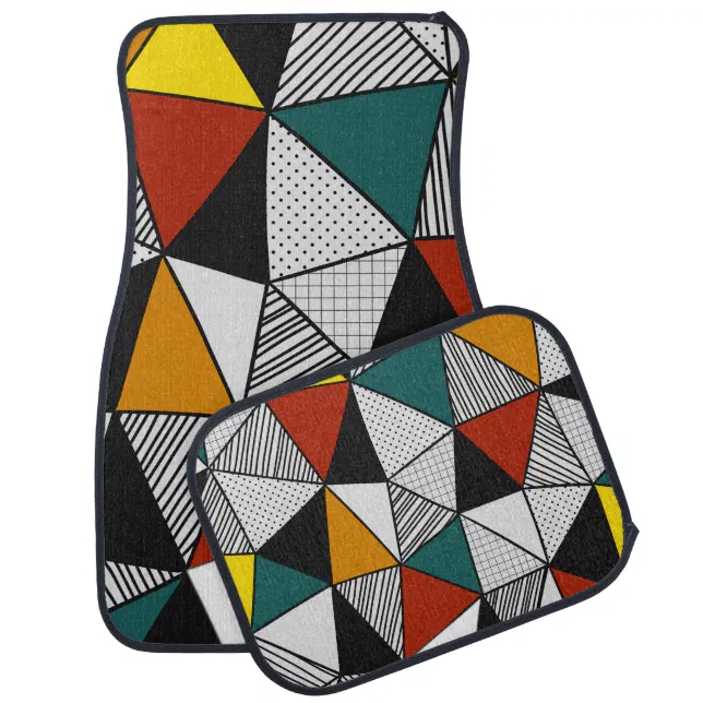 colorful triangles geometric pattern car floor mat | Zazzle