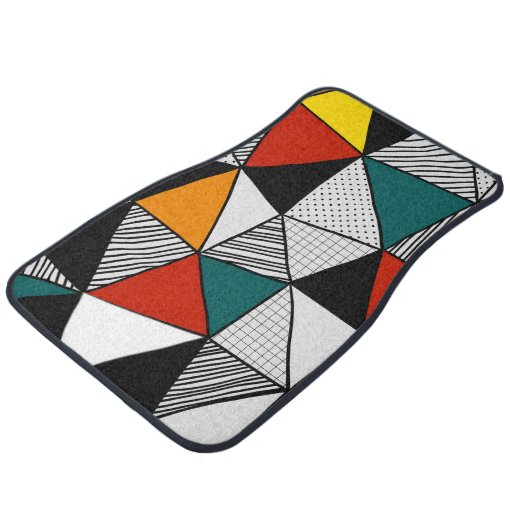 colorful triangles geometric pattern car floor mat | Zazzle
