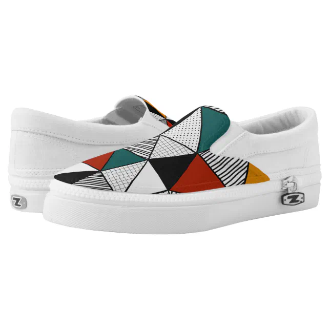 colorful triangles geometric pattern Slip-On sneakers | Zazzle