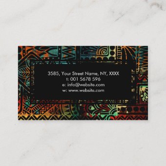 Colorful Tribal pattern Business Card | Zazzle
