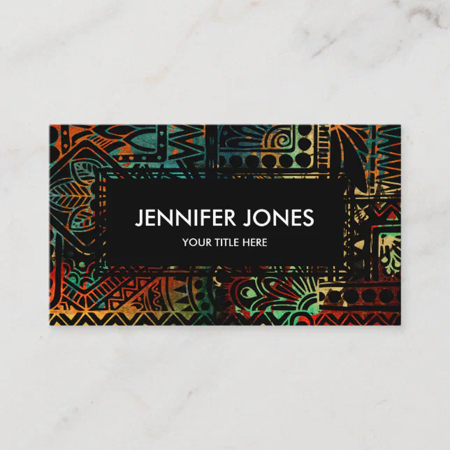 Colorful Tribal pattern Business Card | Zazzle