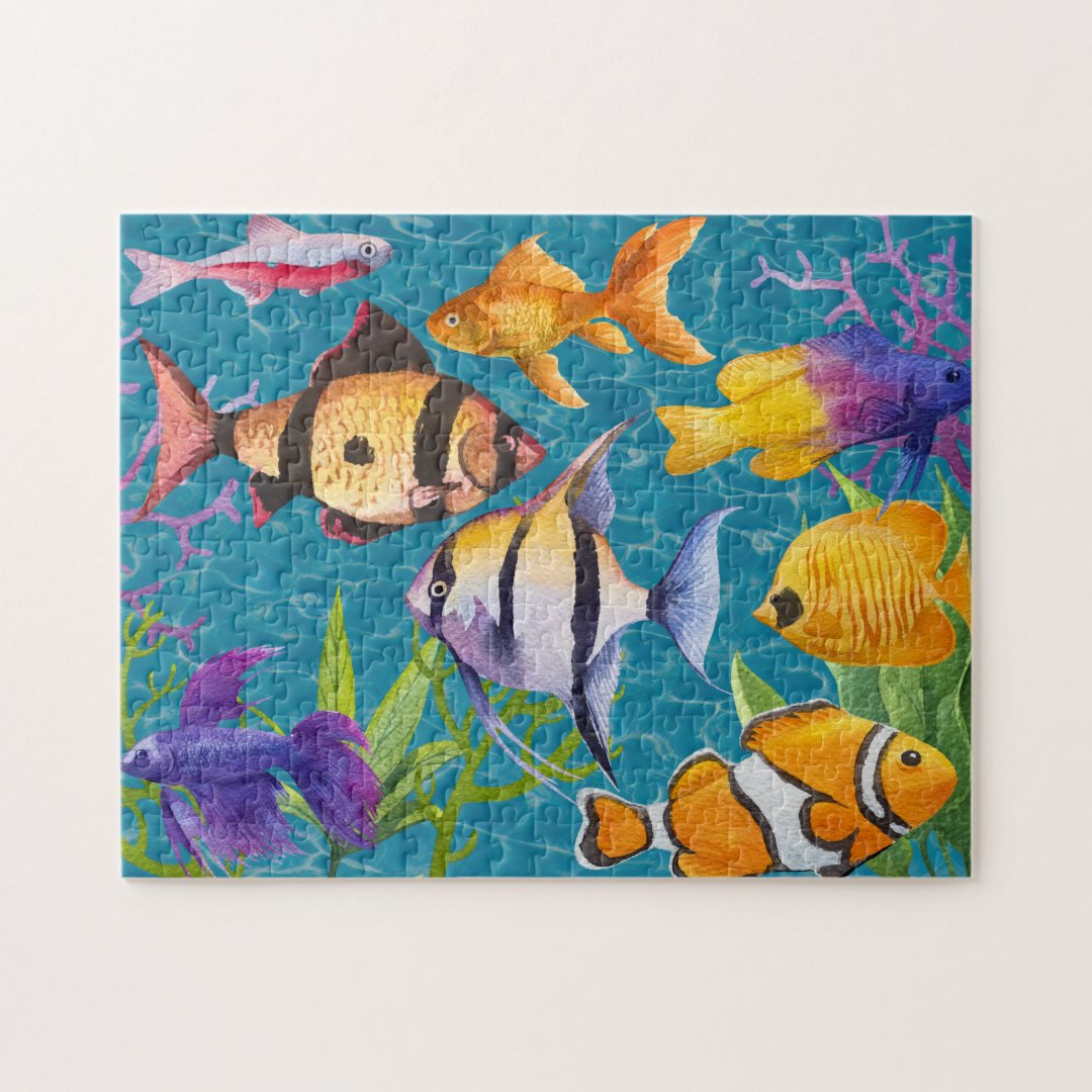 Colorful Tropical Aquarium Fish Jigsaw Puzzle | Zazzle