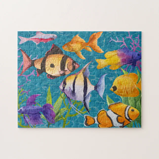 Colorful Tropical Aquarium Fish Jigsaw Puzzle | Zazzle