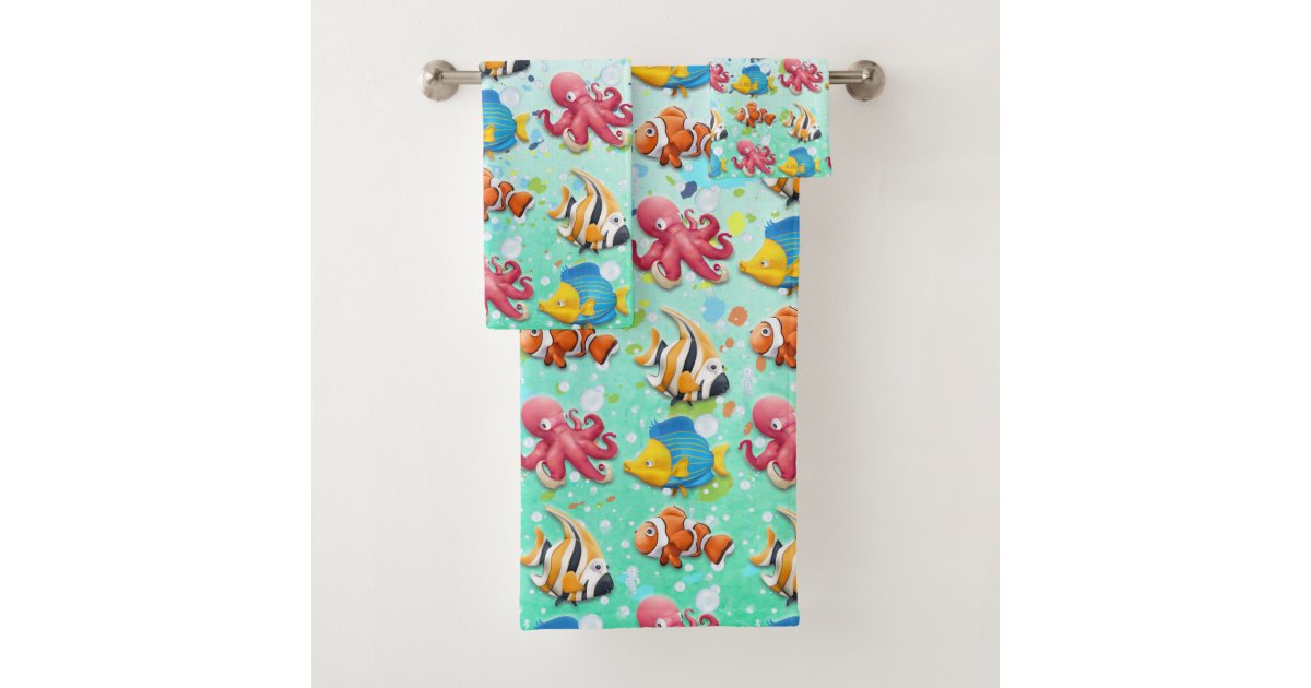 Colorful Tropical Fish Bath Towel Set | Zazzle