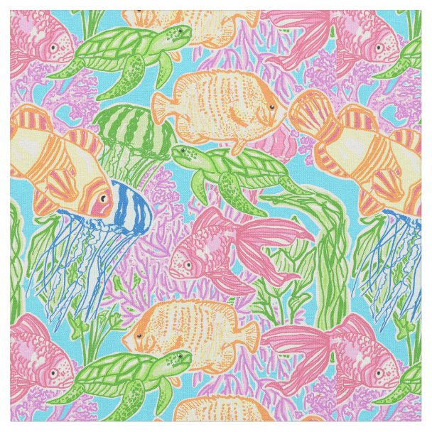 Tropical Watercolor Pattern Fabric | Zazzle