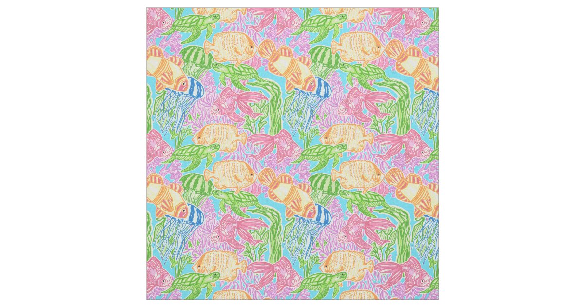 Colorful Tropical Fish Pattern Fabric | Zazzle