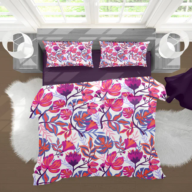 Colorful, Tropical Floral Pattern Duvet Cover | Zazzle