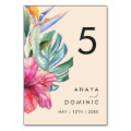 Colorful Tropical Floral | Peach Table Number | Zazzle