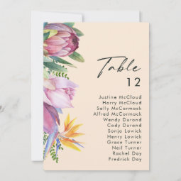 Colorful Tropical Floral Peach Table Number Chart | Zazzle