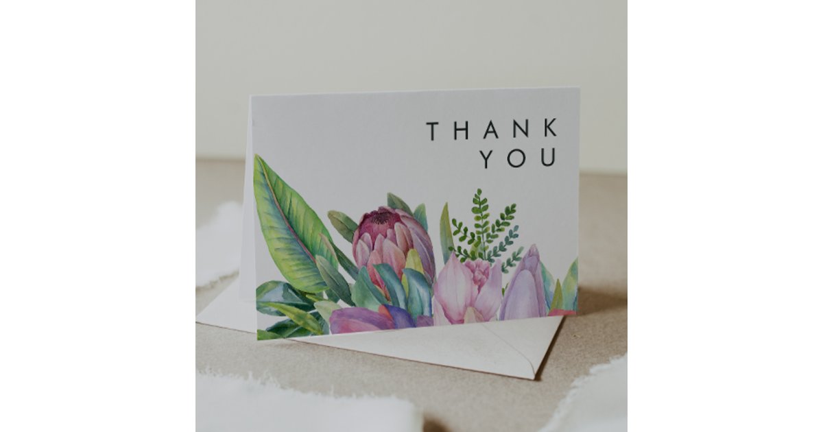 Colorful Tropical Floral | Thank You Card | Zazzle