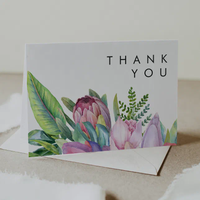 Colorful Tropical Floral | Thank You Card | Zazzle
