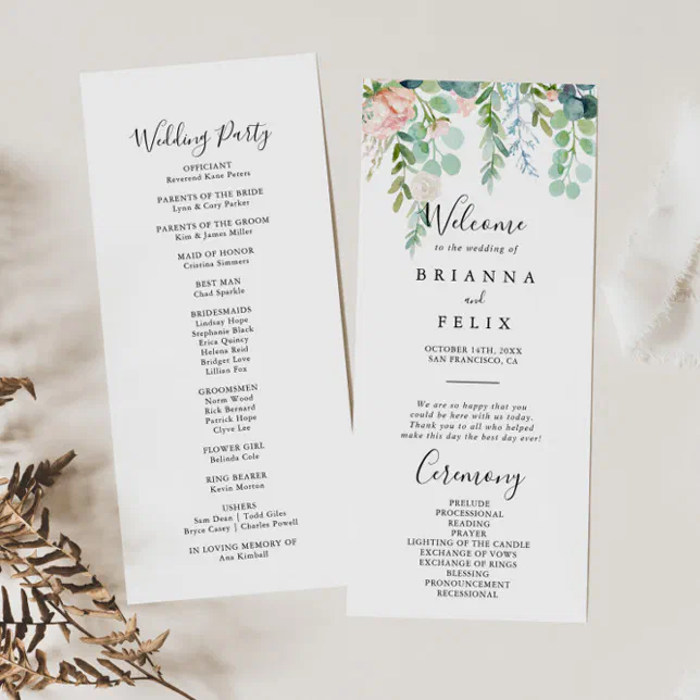 Colorful Tropical Floral Wedding Program | Zazzle