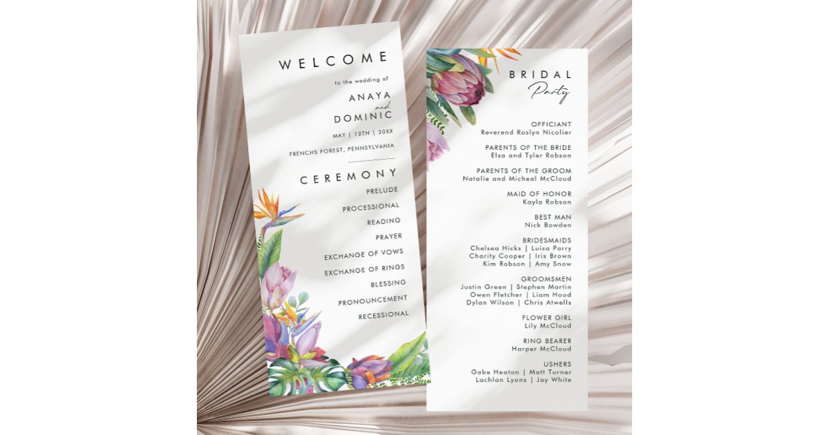 Colorful Tropical Floral | Wedding Program | Zazzle