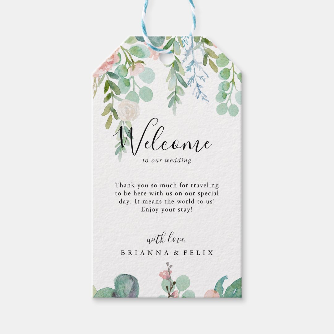 Colorful Tropical Floral Wedding Welcome Gift Tags | Zazzle
