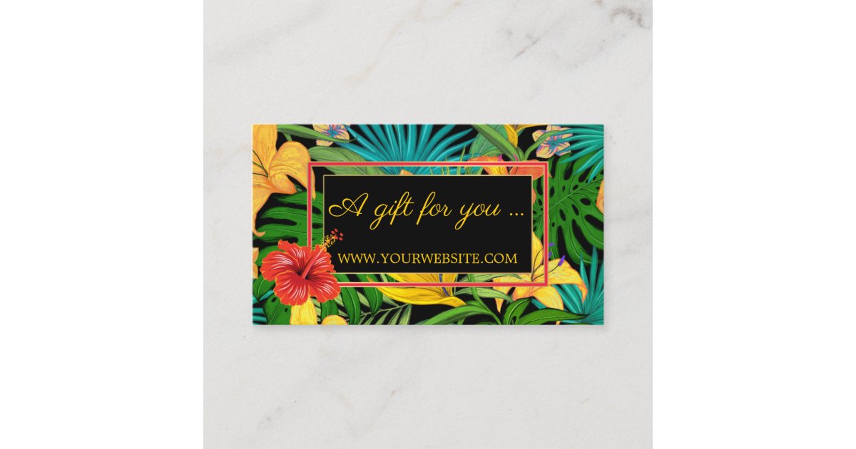 Colorful Tropical Flowers Gold Gift Certificate | Zazzle