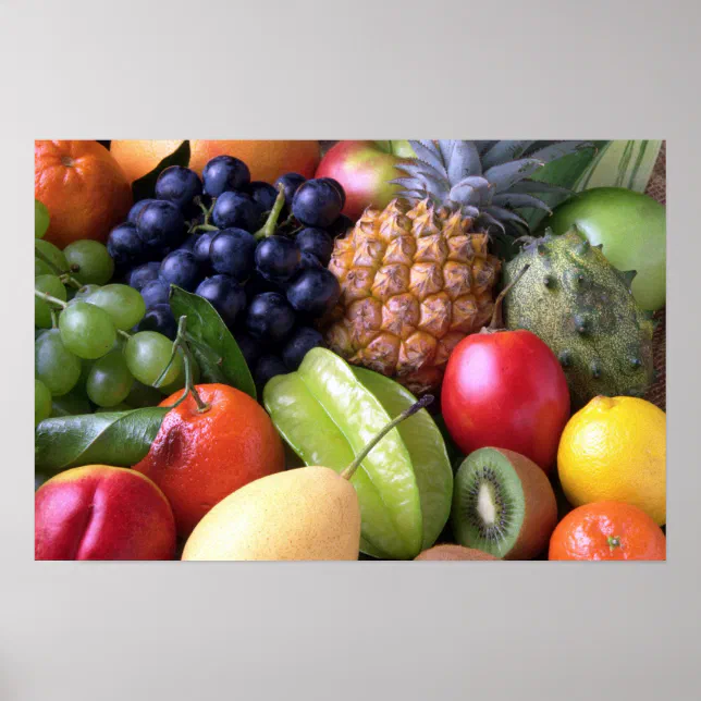 Colorful tropical fruits poster | Zazzle