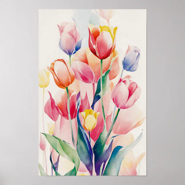 Colorful tulips poster | Zazzle