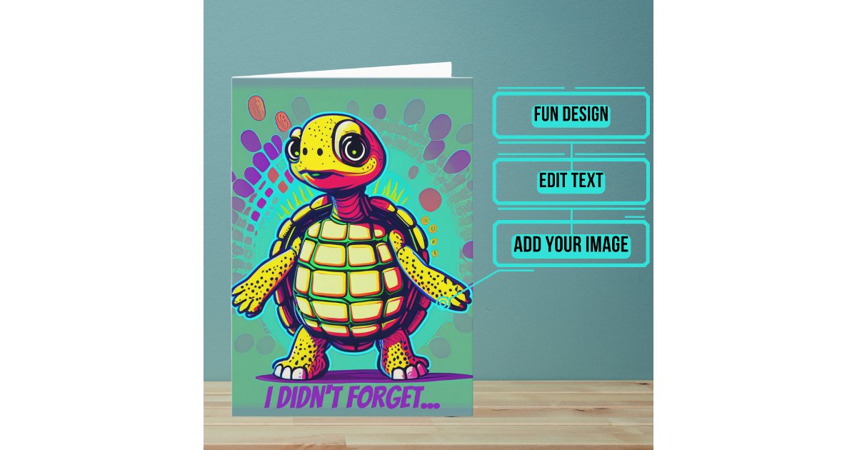 Colorful Turtle Belated Birthday Card | Zazzle