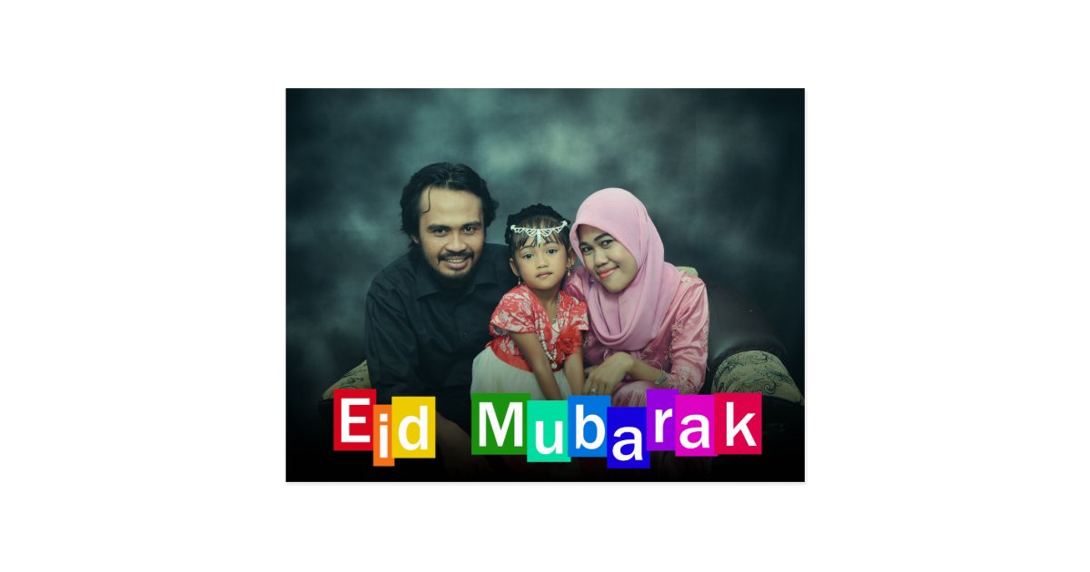 Colorful Typography Blocks Eid Mubarak - Postcard | Zazzle.com