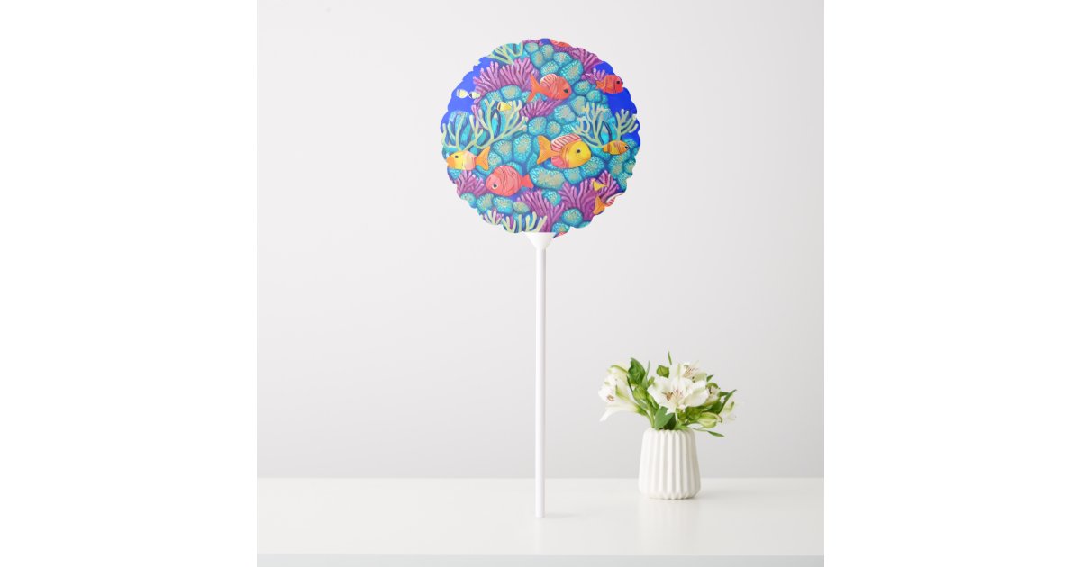Colorful Underwater Coral Reef Seamless Pattern Balloon | Zazzle