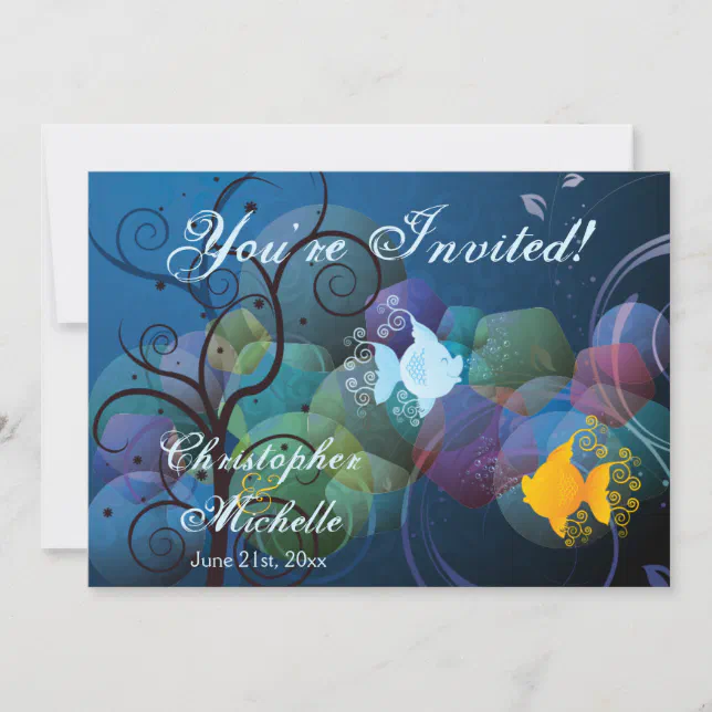 Colorful Underwater Fish Beach Wedding Invitation | Zazzle