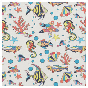 Colorful Underwater Life Pattern Fabric | Zazzle