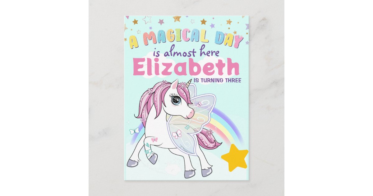Colorful Unicorn Rainbow Cute Magical Pink Postcard | Zazzle