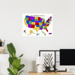 Colorful United States Maps School Poster | Zazzle