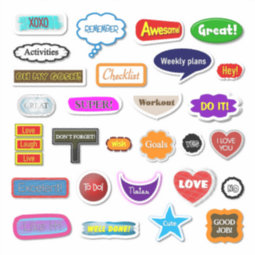 Colorful Useful and Positive Words Sticker | Zazzle