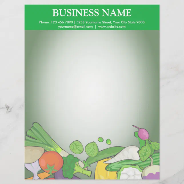 Colorful Vegetables | Grocery Store Letterhead | Zazzle