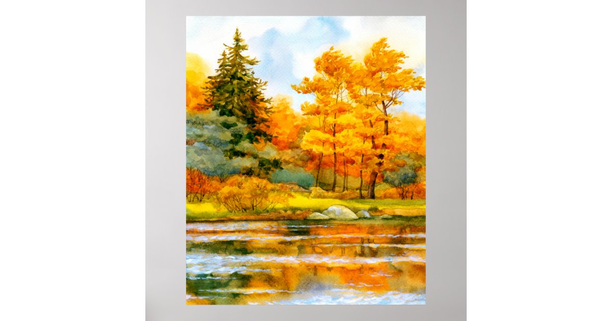 Colorful vibrant hand drawn watercolor sketch draw poster | Zazzle