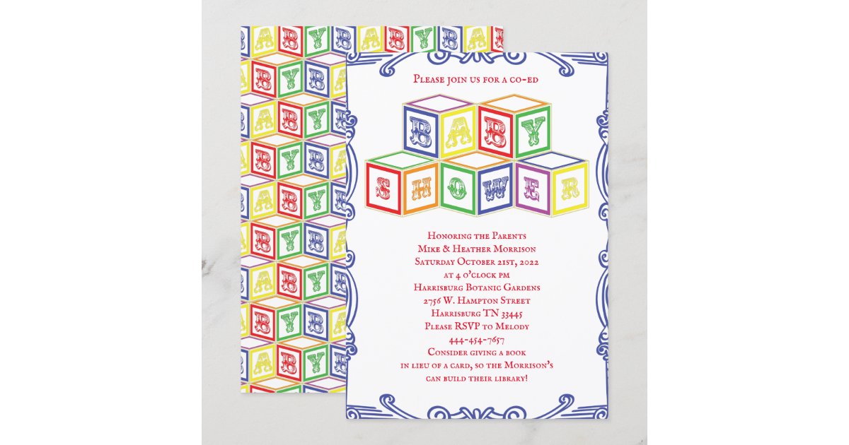 Colorful Vintage Blocks Baby Shower Invitation | Zazzle