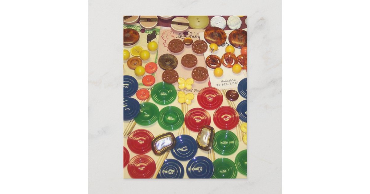 Colorful Vintage Buttons Postcard | Zazzle