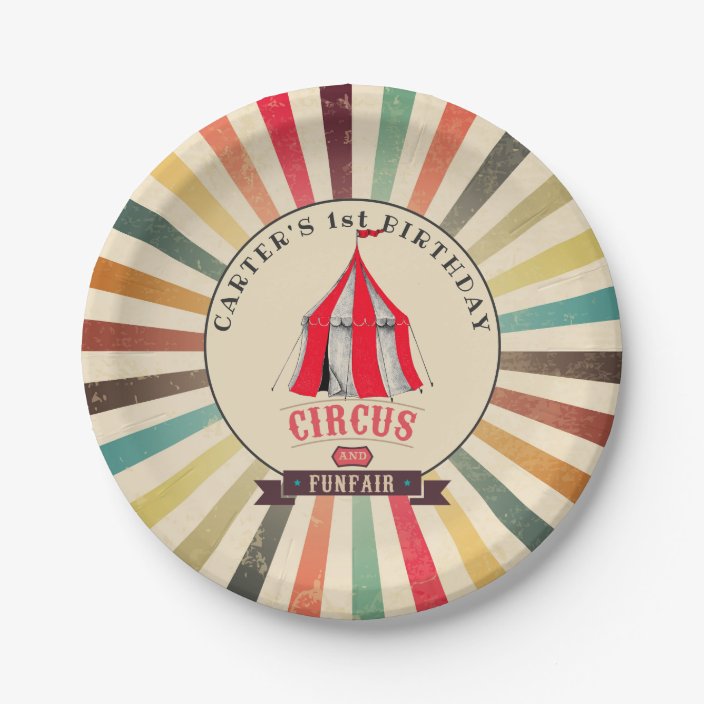 Colorful Vintage Circus Personalized Party Plate | Zazzle.com