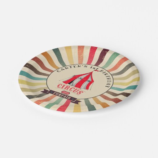 Colorful Vintage Circus Personalized Party Plate | Zazzle
