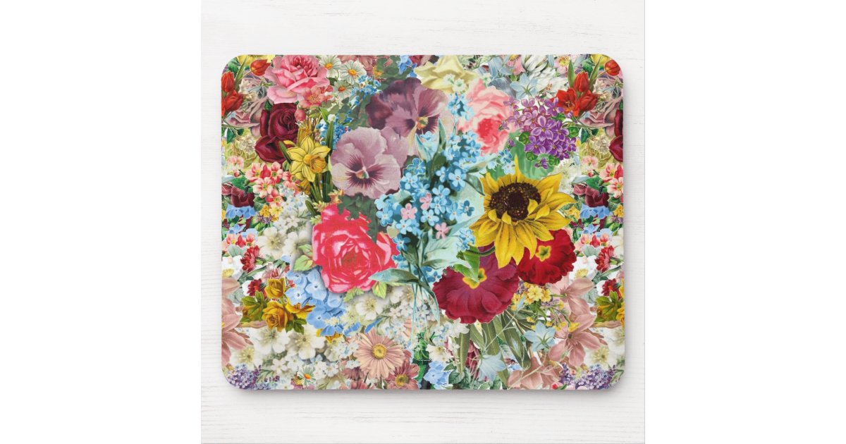 Colorful Vintage Floral Mouse Pad | Zazzle